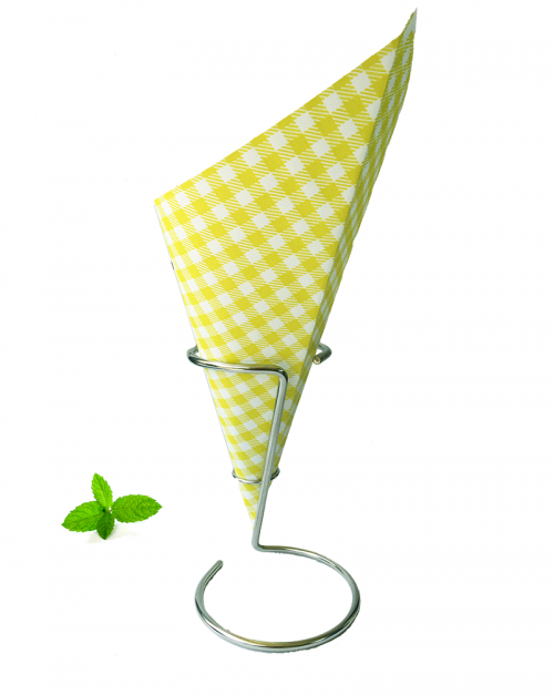 Paper Chip Cone yellow white Checkered | PaperChipCones.Co.Uk